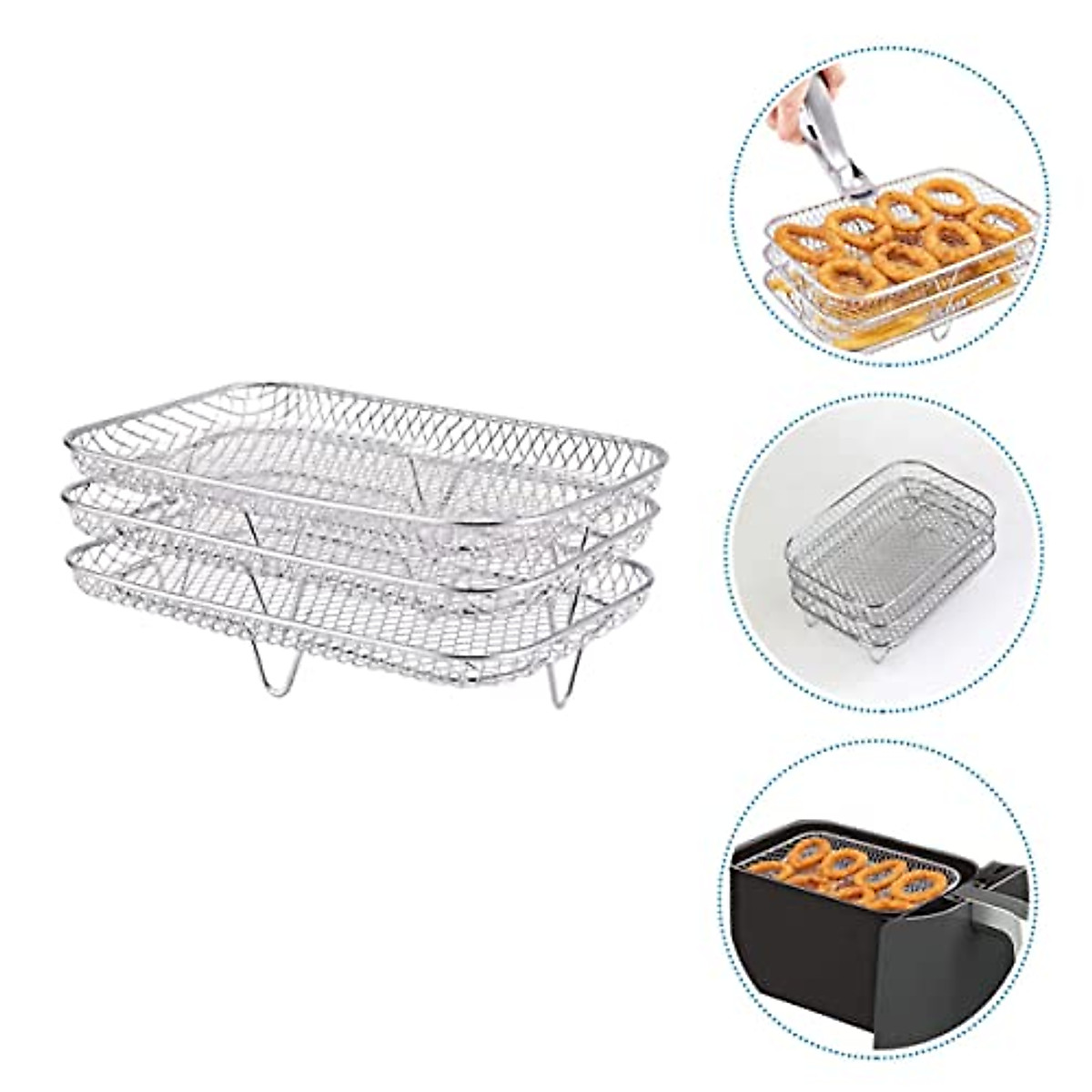 Air fryer liner Inner Basket Toast Three- Kitchen Oven Dehydrator Non-stick Dehydration Round Multi- Grill Fryer Steaming Tool Convenient Cooling Grilling Racks for Cooker Outdoor Stockpot Acce (Colo