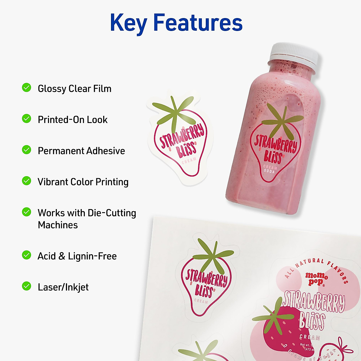 Avery Printable Sticker Paper, Glossy Clear, 8.5" x 11", Laser & Inkjet Printers, 7 Sheets (4397)