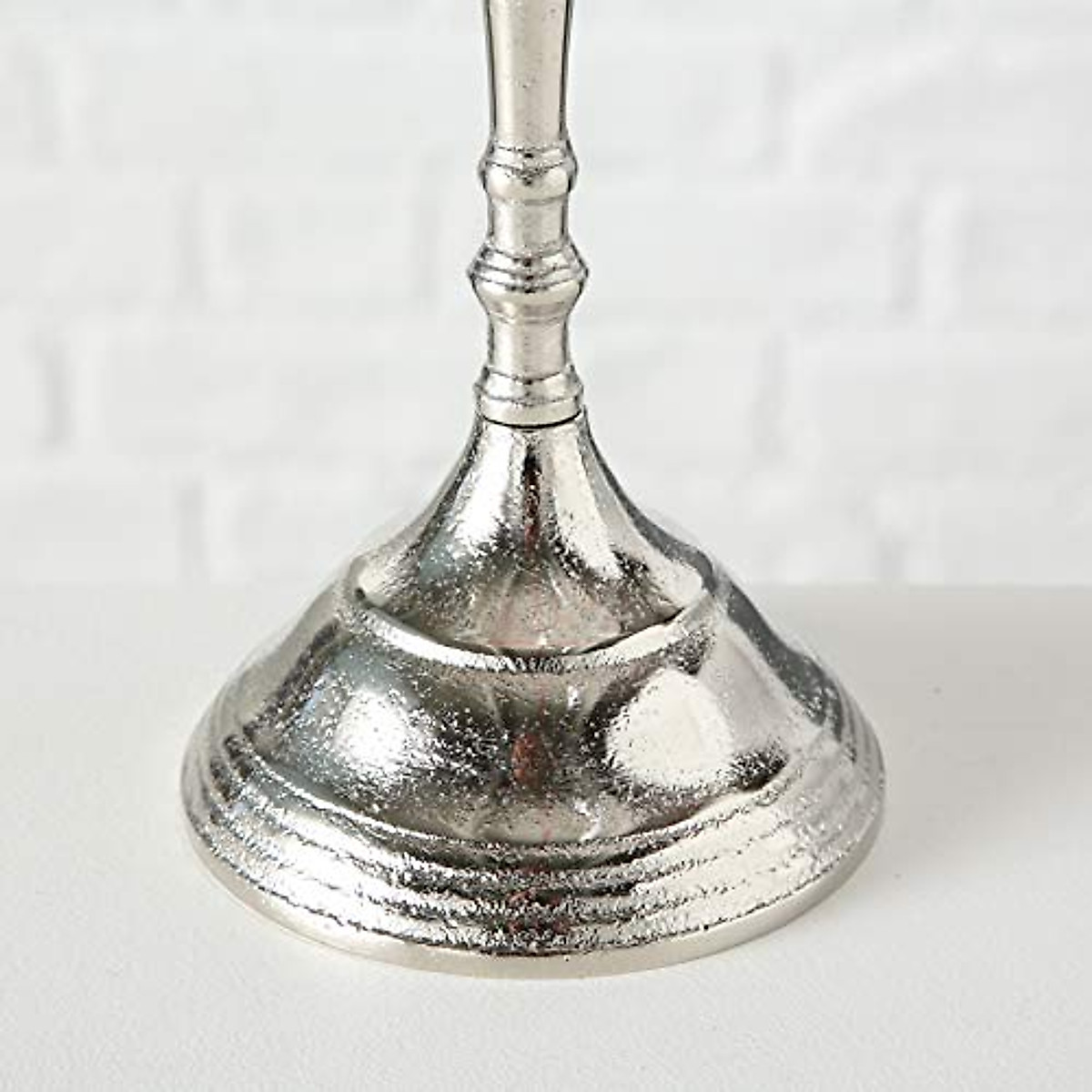 Hamptons Five Candle Candelabra, Silver Finish, Centerpiece, Hand Crafted of Cast Aluminum, Atelier Craft Surface Details, Over 1 FT High, (15.75 Inches)