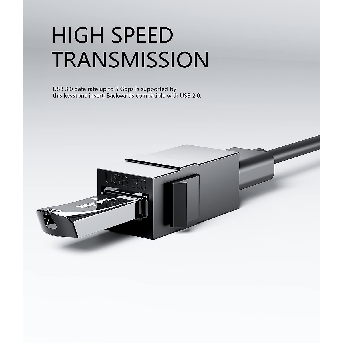 PANPEO USB 3.0 Keystone Jack Insert, USB Keystone Jack,USB to USB Adapters Female to Female Inserts Connector Interface Coupler Socket Adapter Port for Wall Plate Outlet Panel(Black-5 Pack)