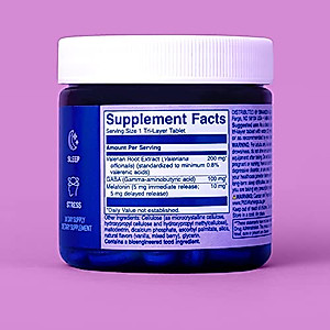 Swanson WIO™ Calm Sleep Waves™ Calmly Fall Asleep, Less Stress, Mental Wellness with Melatonin, Valerian Root, GABA, Gluten Free, Vegan - 4 oz Bottle, 30 Tri-Layer Tablets (30-Day Supply)