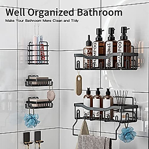 HTZKMYXGS Shower Caddy (8 pack),Shower Shelves,Adhesive Bathroom Shower Organizer,No Drilling,Stainless Steel,Rustproof Shower Storage Shelf for Inside Shower, Shower Accessories for kitchen