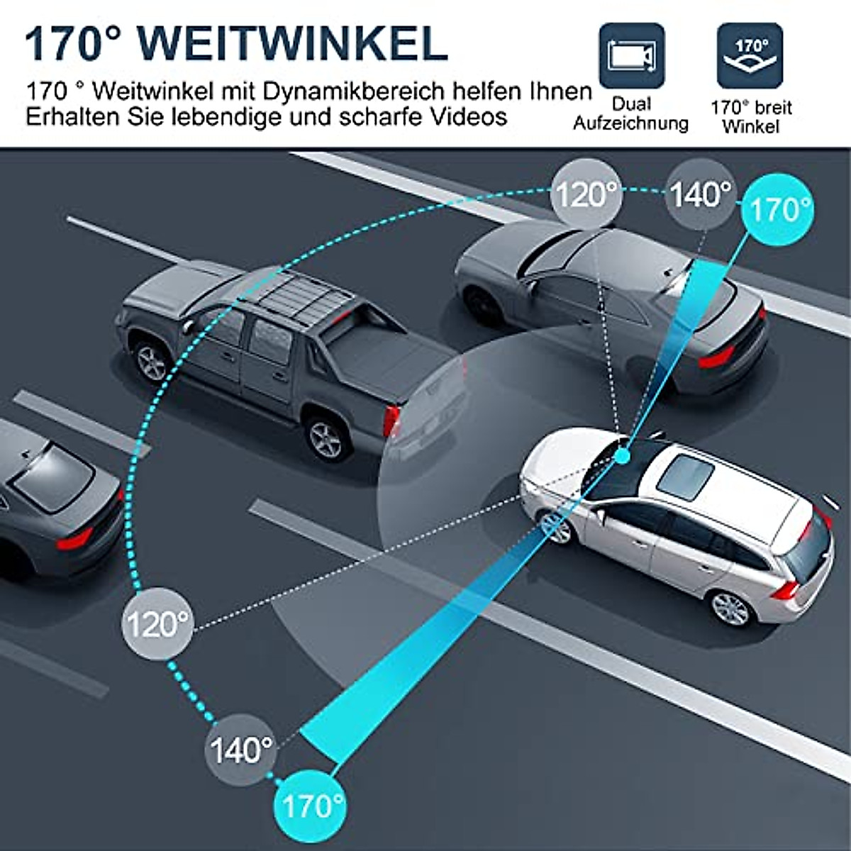 Dash Camera for Cars, Dash Cam 1080P Full HD Dual, 32G SD Card, Dashcam 170 Wide Angle 2.4" LCD Display, Super Night Vision, G-Sensor, Parking Monitor, WDR, Loop Recording