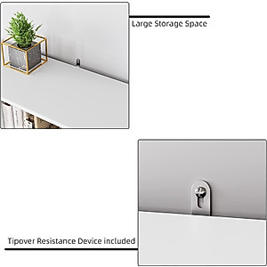 IDEAKHOUSE White Bookshelf with Drawers, Tall Storage Cabinet with 9 Cubes and 2 Large Drawers, Free Standing Storage Organizer Bookshelf for Living Room, Office, Study,Kitchen (White)