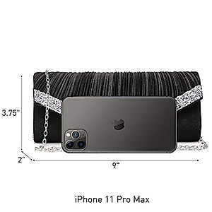 Dasein Women Satin Evening Bags Clutch Purses Wedding Purse Formal Handbags Party Prom Clutches with Rhinestone(Black)