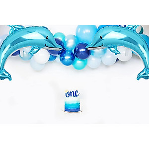 2 Pcs Dolphin Shape Splash Giant Foil Mylar Balloons Birthday Party Decorations Kids Gift