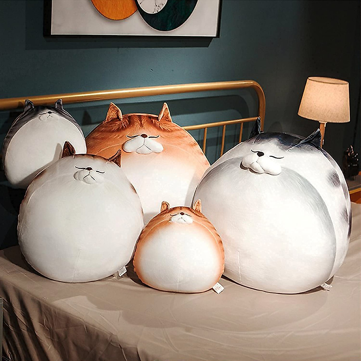 ARELUX 19.6In High Chubby Cat Plush Pillow, Cute Fat Kitty Cat Stuffed Animal Soft Kitten Adorable Hugging Pillow Anime Plushies,Funny Toy Birthday for Adults Friends