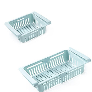 Cyrank Multifunction Fridge Drawer Organizer, Retractable Drawer Refrigerator Storage Box Unique Design Pull Out Bins Fridge Shelf Holder Storage Box for Home(#1)