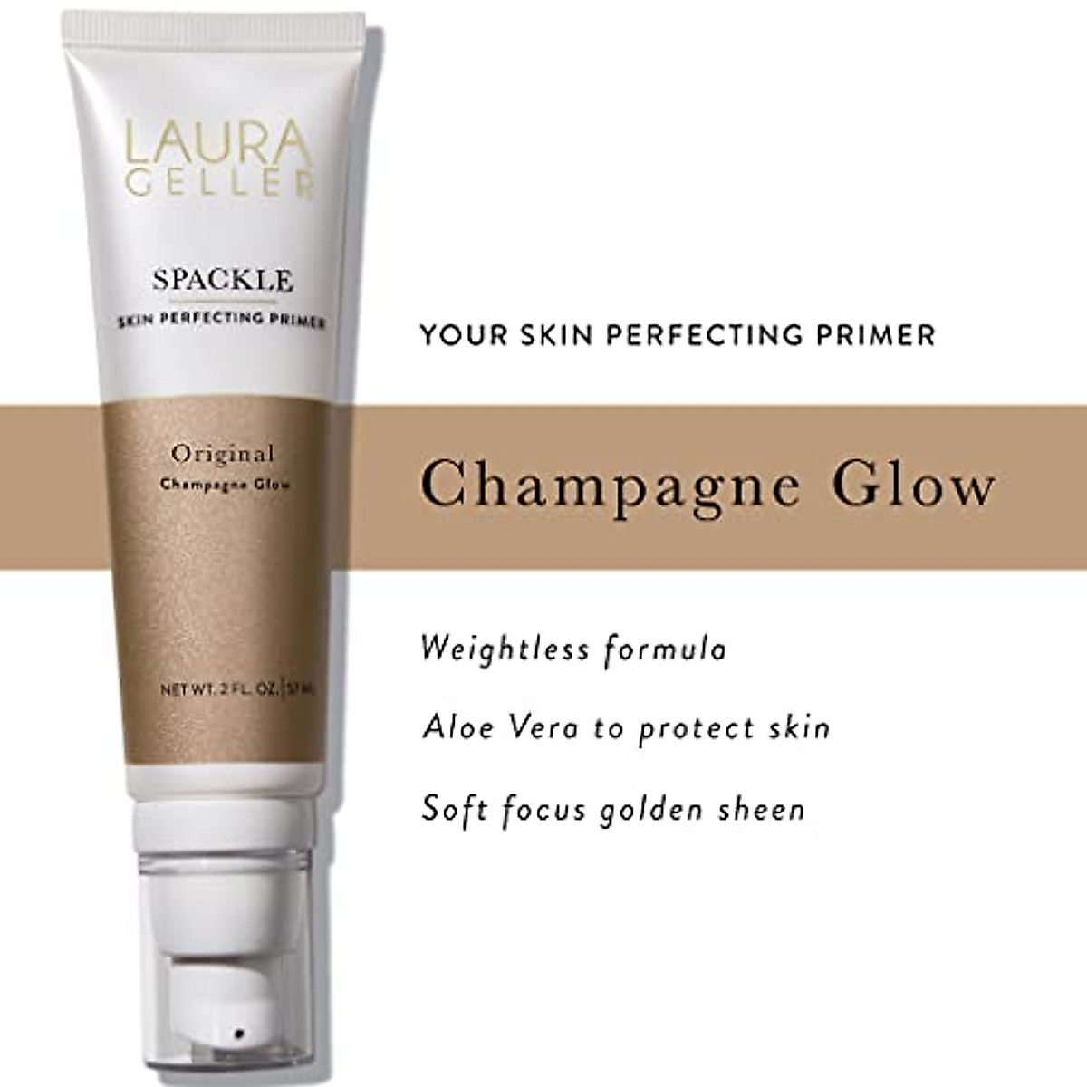 LAURA GELLER NEW YORK Spackle Super-Size - Champagne Glow - 2 Fl Oz - Skin Perfecting Primer Makeup with Hyaluronic Acid - Long-Wear Foundation Face Primer