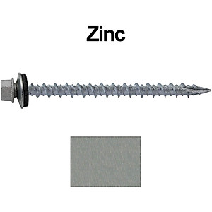 #10 Metal ROOFING SCREWS: (250) Screws x 2-1/2" Galvanized Hex Head Sheet Metal Roof Screw. Self starting metal to wood siding screws. EPDM washer. No Paint