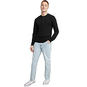 Hanes Originals Men's Tri-Blend Long Sleeve Henley, Black, X Large