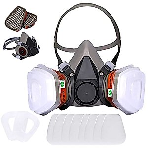 Reusable Face Cover Set for Painting,Dust, Machine Polishing, Organic Vapors with Filter Cotton, Glasses for Staining,Car Spraying,Sanding &Cutting, No-Fog Paint Face Cover, Dust Cover, Safety Cover