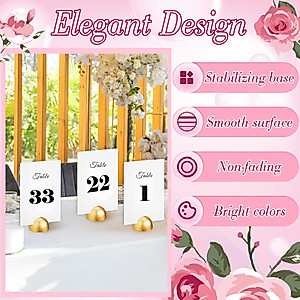 Taiyin 40 Sets Wedding Table Number Card Stock Signs with Round Stand 4 x 6 Inch 1-40 Gold Table Numbers with Stand Wooden Gold Card Holder for Wedding Reception Anniversary Party Restaurant Events
