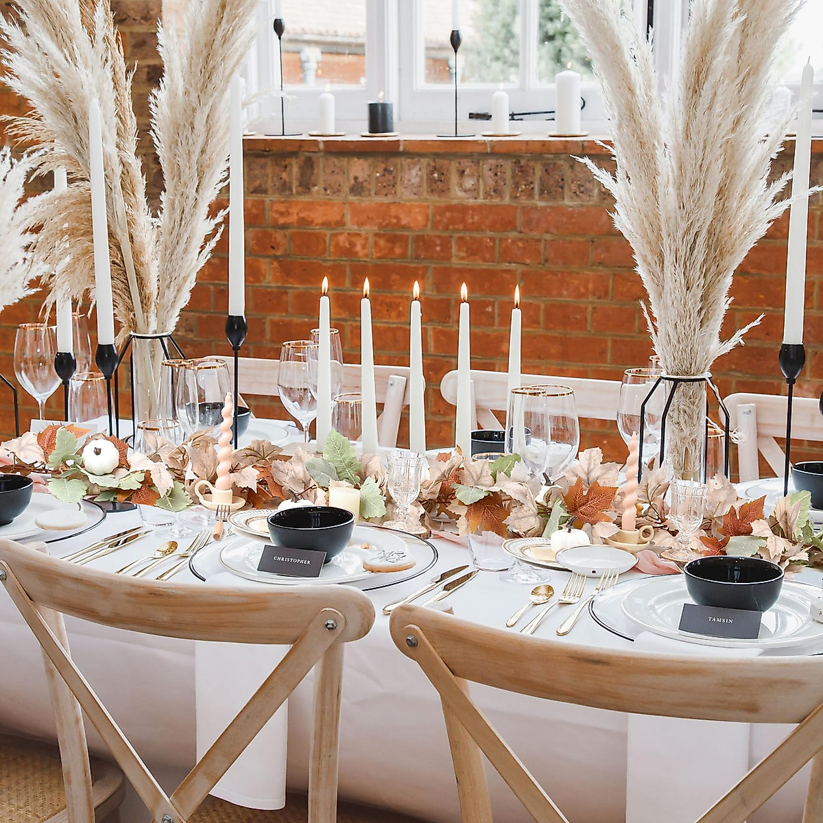 DearHouse 1Pcs Fall Garland Maple Leaf, 6Ft/Piece Hanging Vine Garland Artificial Autumn Foliage Garland Thanksgiving Decor for Home Wedding Fireplace Party Christmas (White)