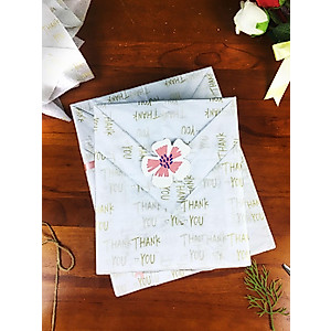 Bzumoot Gift Wrap Tissue Paper for Gift Bags 50 Sheets Thank You 20 * 28 Inches Tissue Paper Wrapping Large White Gold Bulk DIY Tissue Paper for Graduation Birthday Thanksgiving (Thank You Love)