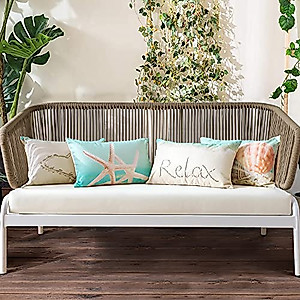 OTOSTAR Pack of 4 Outdoor Waterproof Decorative Pillow Covers Garden Throw Pillow Covers 12x20 Inch Patio Cushion Case Pillowcase Indoor Pillows Shell for Sofa Couch Tent Park Home Decor (Beach)