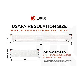 Onix Pickleball 2-in-1 Regulation-Size Portable Net and Practice Net Set Includes Carrying Case with Wheels