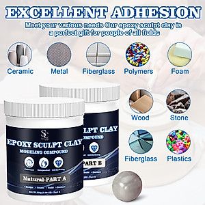 Seocam Epoxy Sculpt Clay, Epoxy Putty for Epoxy Sculpt, 2 Part Modeling Compound (A & B) of Sculpting Clay, Magic Sculpt Epoxy Clay for Sculpting, Modeling, Building and Repairing, 1 Pound, Natural