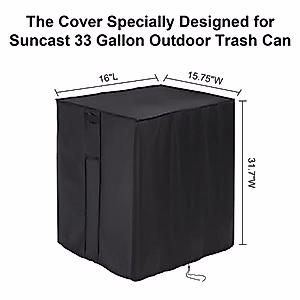 Youlvy Outdoor Trash Can Cover for Suncast 33 Gallon Hideaway Resin Trash Can,Outside Waterproof Trash Can Cover - 17 x 16.5 x 32 Inch