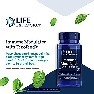 Life Extension Immune Modulator with Tinofend - For Healthy Immune System Response and Inflammatory Response – Tinospora Cordifolia Extract Supplement - Non-GMO, Vegetarian – 60 Capsules