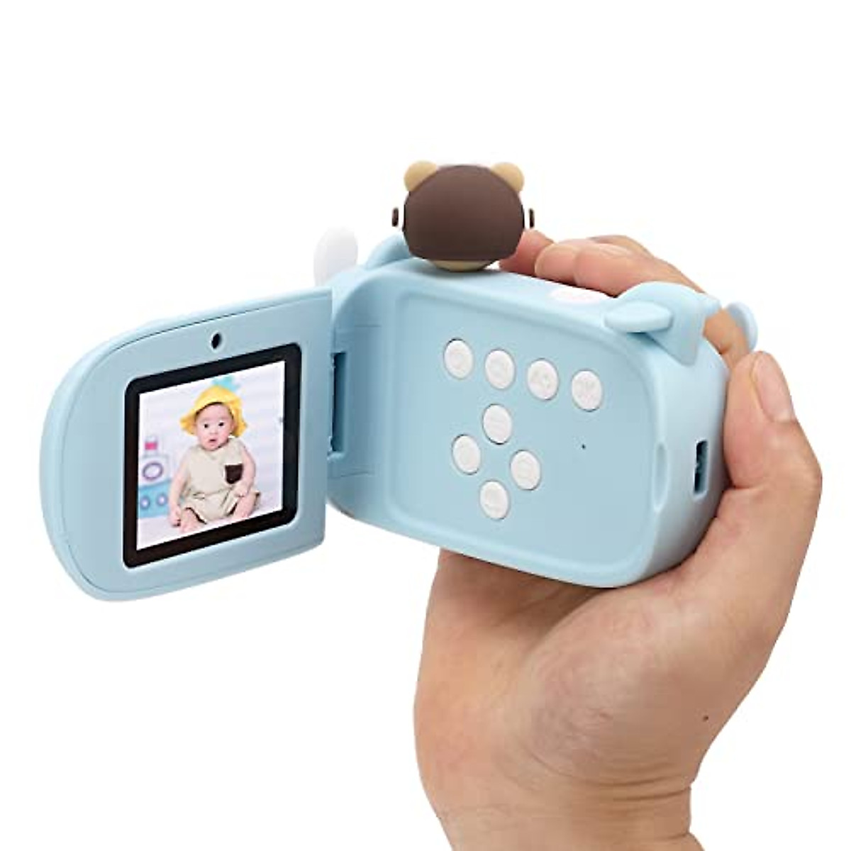 Tonsa Kids Selfie Camera, Auto Focusing, 50 Million Dual Camera 1080P HD Digital Video Camera with 750mAh Battery, Children Cartoon Bear Digital Camera, Christmas Birthday Gifts for Girls Age 3-9