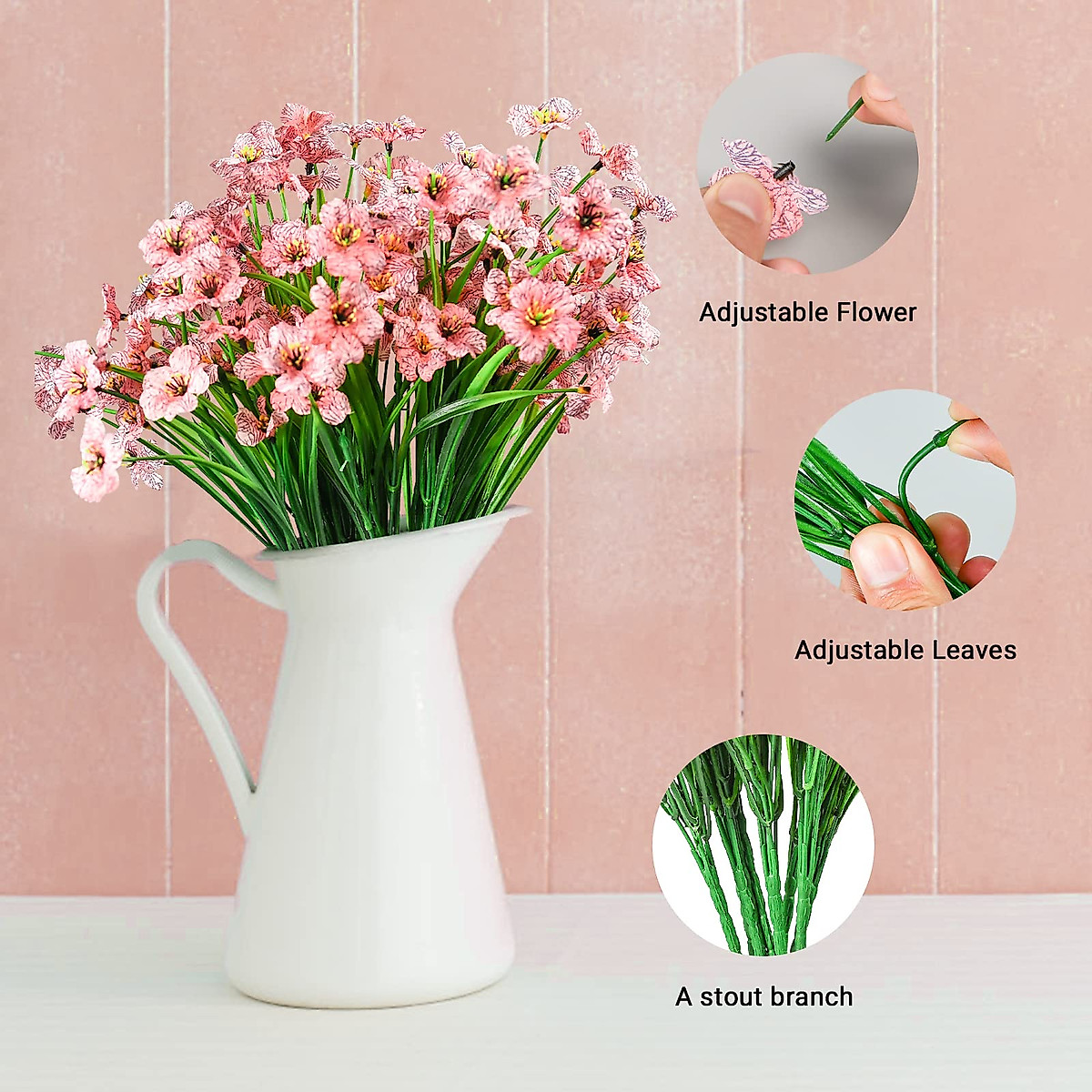 BLUEGUAN Outdoor Artificial Flowers, 30 Bundles Faux Artificial Flowers with 540 Small Fabric Flowers with UV Resistant Ideal ​Garden Decor for ​Women or Men