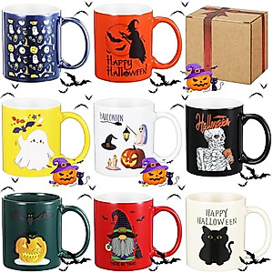 Maxdot 8 Pieces Halloween Mugs 12oz Mug Set Halloween Coffee Mugs with Handle Halloween Ceramic Matching Mugs for Home School Office Table Centerpieces Housewarming Holiday Party Gift