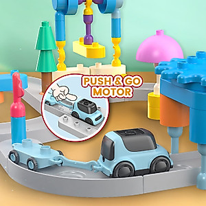 BOTZEES Coding Train Set for Toddler Train Sets for Kids Car Train Toys Tracks Fits for Girls & Boys Ages 2+（147 Pieces）