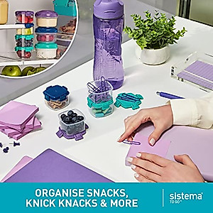 Sistema To Go Collection Mini Knick Knack Snack Container, 2.09 oz./62 mL, Pink/Green/Blue/Purple, 4 Count
