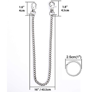 Wisdompro Wallet Chain, 16 inch Heavy Duty Pocket Keychain with Lobster Clasps and 2 Keyrings for Keys, Wallet, Jeans, Pants, Belt Loop, Purse and Handbag