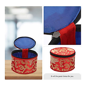 Brocade Cushion Carry Bag Singing Bowl Case Storage Bag: Singing Bowl Carry Case Bag Zippered Tibetan Sound Bowl Cover Container for Buddhist Meditation Bowl 16CM Cushion Meditation Bowl