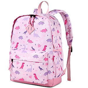 VASCHY Toddler Backpack for Girls, Cute Lightweight Water Resistant Preschool Backpack for Kindergarten Little Girls Bookbag Dinosaur
