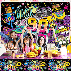 80s 90s 50s Party Decorations 80's 90's 50's Party Bundle Includes Inflatable Radio Boombox and Mobile Phone, Back to 80s 90s 50s Backdrop, Tablecloth, 75 Pcs Balloons for Hip Hop Party(90s Style)
