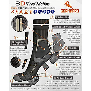 Men's Breathable Hiking Work Boot Socks w/Anti-Stress Moisture Wicking Germanium & Coolmax Fiber Lite-Compression 1/2 pr (X-Large, Brown)