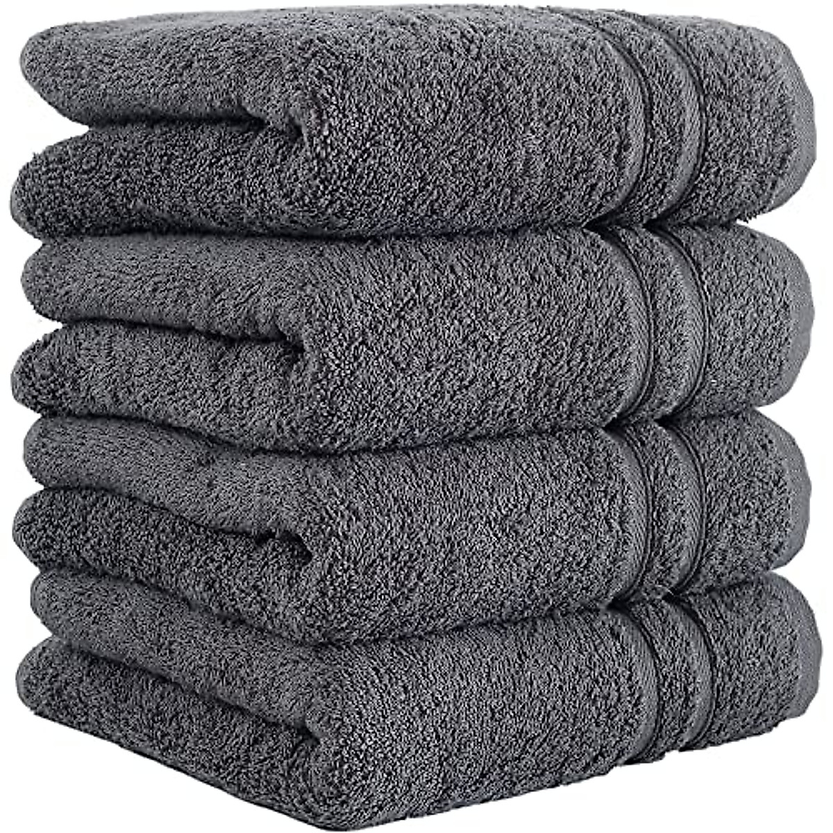Hammam Linen Bath Sheet Towels 6 Pieces Bundle | Includes: 2 Luxury Bath Sheet Towels, 4 Hand Towels | Quality, Soft Towel Set | Grey