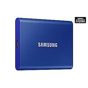 SAMSUNG T7 Portable SSD, 500GB External Solid State Drive, Speeds Up to 1,050MB/s, USB 3.2 Gen 2, Reliable Storage for Gaming, Students, Professionals, MU-PC500H/AM, Blue