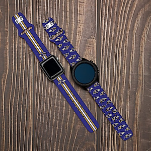 Game Time Baltimore Ravens Quick Change HD Watch Band Compatible with Samsung and More (Stripes 20mm Short)