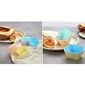 40PCS Silicone Cupcake Baking Cups Set Silicone Baking Cups For Baking, Including 8 Shapes Silicone Muffin Cups Cupcake Molds (Round, Square, Star, Sunflower, Rose, Chrysanthemum, Flower, Pumpkin)