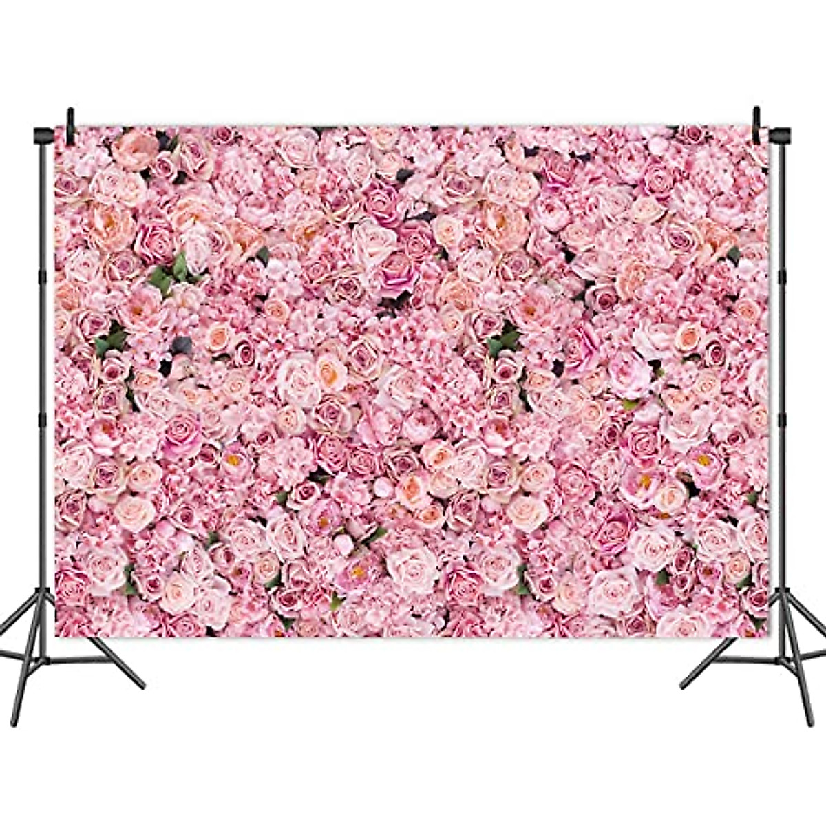 CGXINS Pink Rose Wall Picture Backdrop 7x5ft Pink Flowers Photography Backdrop for Girls Birthday Party Wedding Bridal Shower Party Banner Decoration