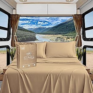 SGI bedding 600 Thread Count 4 Piece 100% Egyptian Cotton RV King Size Sheets Set, 15" Deep Pocket Sheet Set, Premium, Breathable, Soft and Hotel-Quality Luxury Sheets - Taupe
