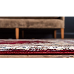 Unique Loom Narenj Collection Classic Traditional Medallion Textured Design Area Rug, 8' x 10' Rectangle, Burgundy/Blue