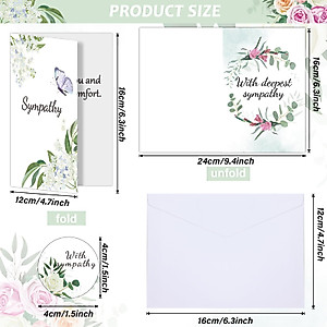 ZOIIWA 150 Pieces Bulk Sympathy Card with Envelopes Flower Sympathy Thank You Cards With Greetings Inside Floral Funeral Thank You Cards Bereavement Cards Condolences Cards