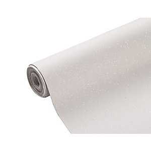 Picheng Shiny Glitter Faux Leather Sheets PU Faux Leather Fabric Sheet Canvas Back for Craft DIY Handmade Jewelry Earrings,Bows,Shoes 8.2''x53''(21x135cm)(White)