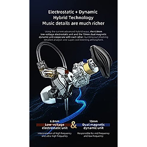 KZ ZEX Earbuds 1 electrostatic + 1 Dynamic Earphone in Ear Monitor Headphone with Detachable Cables Suitable for Audio Engineer, Musician (Rose Gold, Without Mic)