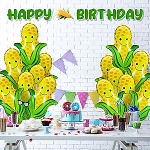 Shappy 20 Pcs Corn Balloons Fruit Themed Balloons 28 Inch Corn Decorations Balloons Corn Foil Balloon for Birthday Baby Shower Wedding Fall Vegetable Fruit Party Decorations Supplies