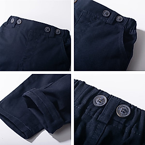 Yilaku Toddler Boys Dress Clothes Formal Wedding Outfits Suspender + Bow Tie + Shirt + Pants 4Piece Infant Gentleman Suits (2T-3T,Plaid Red)