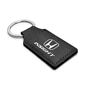 iPick Image Compatible with Honda Insight Rectangular Black Leatherette Key Chain