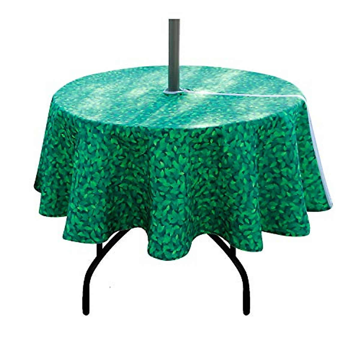 EHouseHome Outdoor and Indoor 60inch Round Tablecloth with Umbrella Hole and Zipper, Waterproof Zippered Patio Table Cloths, Spring/Summer Table Covers for Backyard Circular Table/BBQs/Picnic
