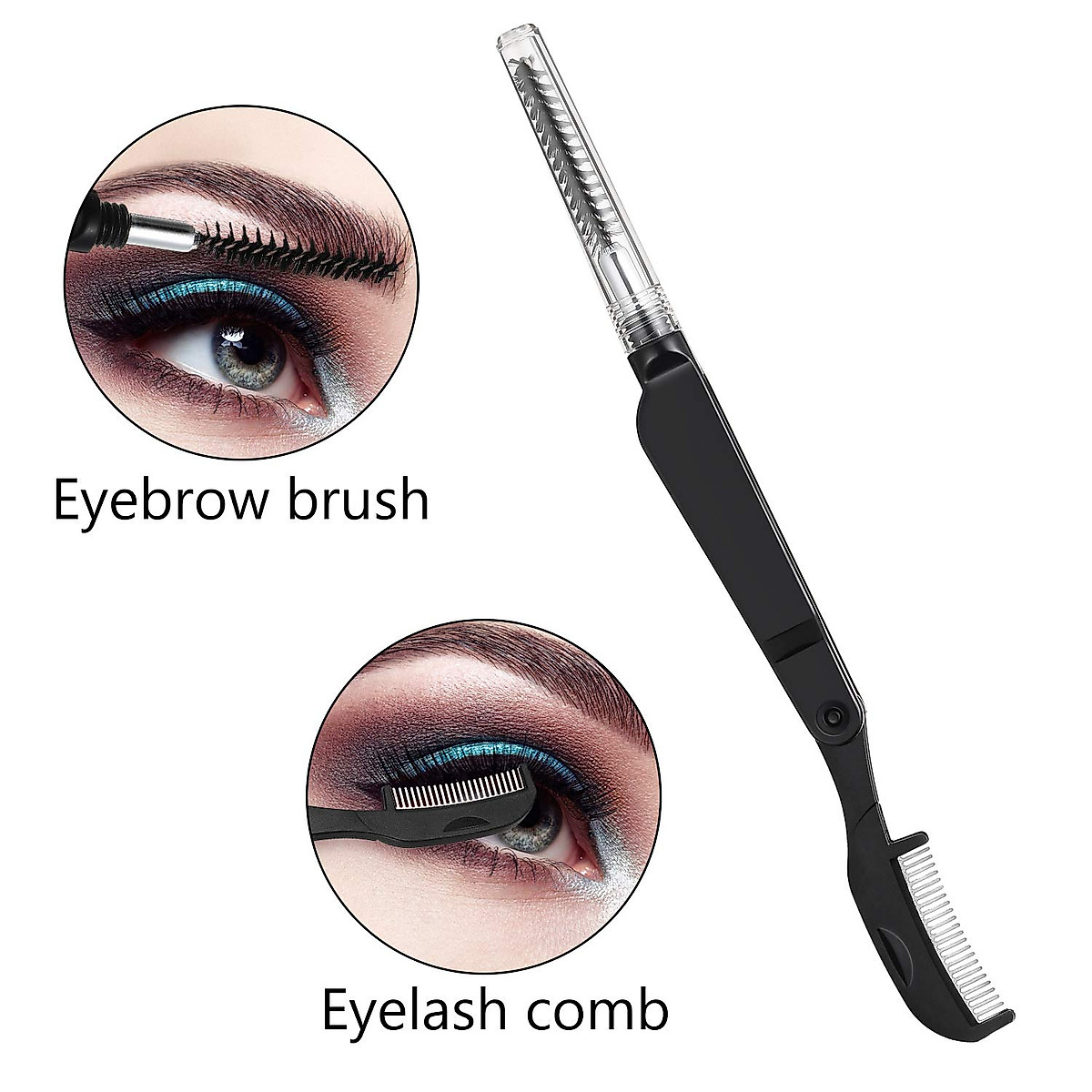 Boao 4 Pcs Eyelash Combs Eyebrow Combs Foldable Eyelash Separator Tool Stainless Steel Teeth Brow Brushes Mascara Brushes Eyebrow Spoolie Grooming Makeup Tool, Black