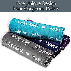 FILO ESTILO Grandma Blanket, Grandma Gifts from Granddaughter, Grandchildren, Unique Grandmother Birthday Gifts, Throw Filled with Words of Love & Appreciation 60x50 Inches (Grey, Sherpa)